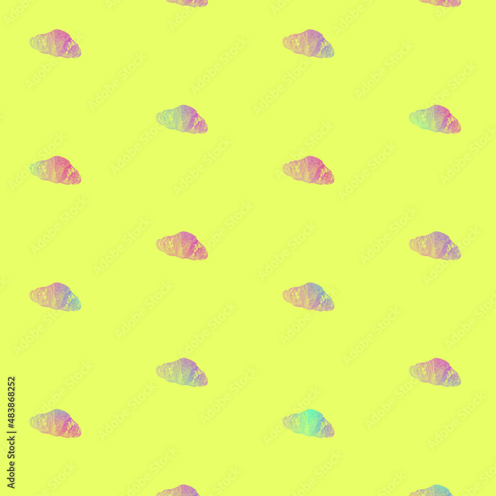Croissants pattern in vibrant gradient holographic neon colors. Concept ...