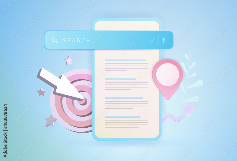 SEO Optimization Marketing Strategy, SEO Local Search 3d vector ...