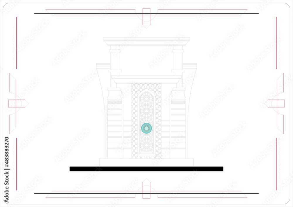 main gate architectural design front view Stock Illustration | Adobe Stock
