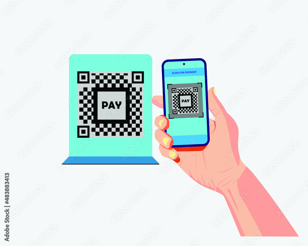 barcode payment with qr code on phone symbol and sign for illustratiion ...