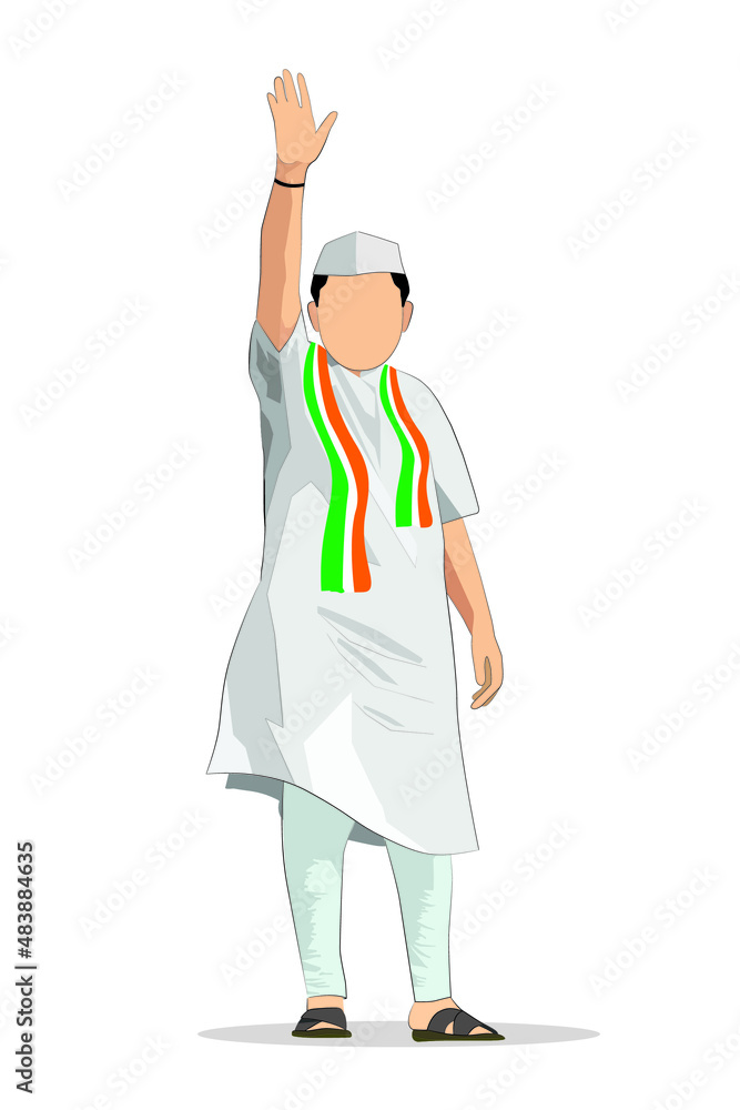 Indian politician waving hand, vote-election related illustration ...