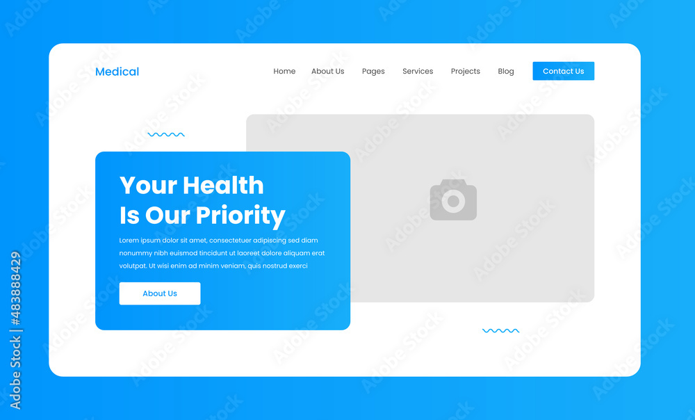 Medical health care website landing page ui template design. Creative ...