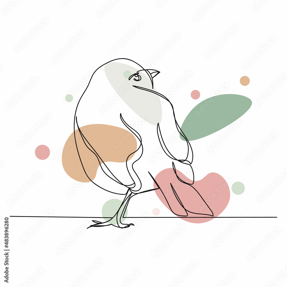 Poster Continuous one simple single abstract line drawing of fledgling ...