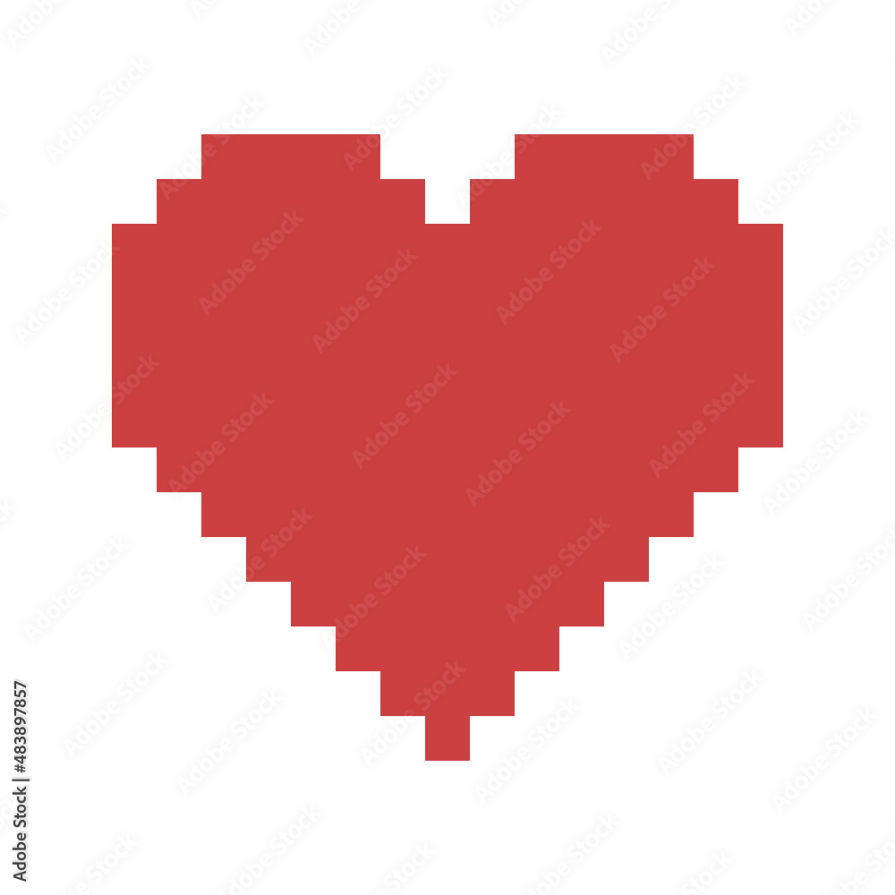 Cute cartoon heart. Pixel art vector illustration. Retro computer ...