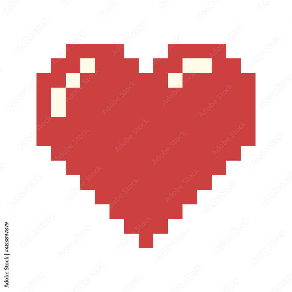Cute cartoon heart. Pixel art vector illustration. Retro computer ...