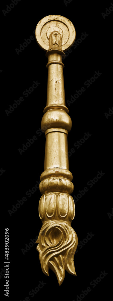 Inverted gold torch as a symbol of death on the tombstone isolated on ...