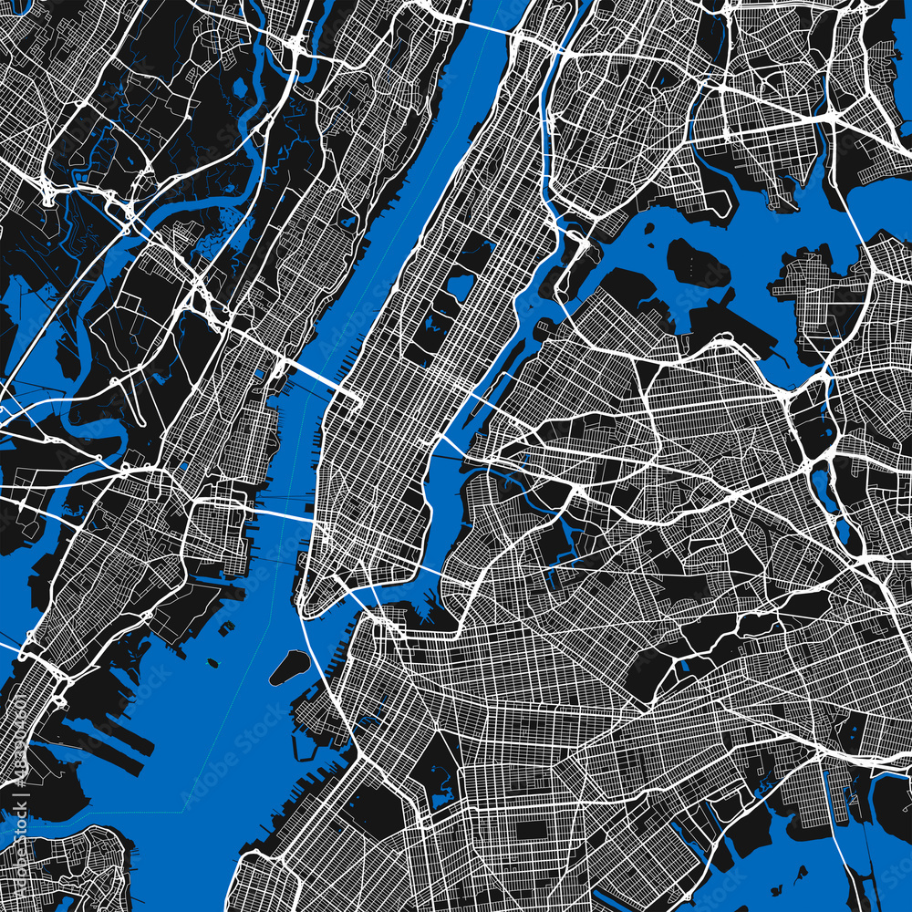 New York City street map. Raster colorful illustration. Stock ...