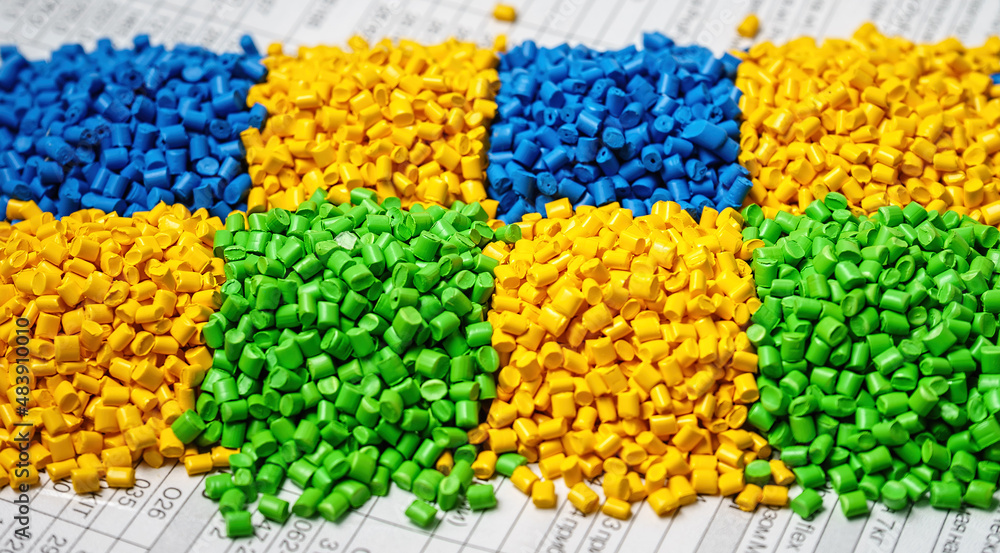 Polymeric dye. Plastic pellets. Colorant for plastics. Pigment in the ...