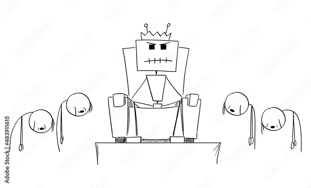 Robot, AI or Artificial Intelligence Sitting on Throne as king , Vector ...