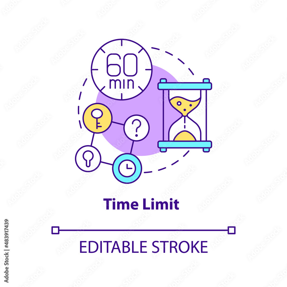 Time limit concept icon. Escape room characteristic abstract idea thin ...