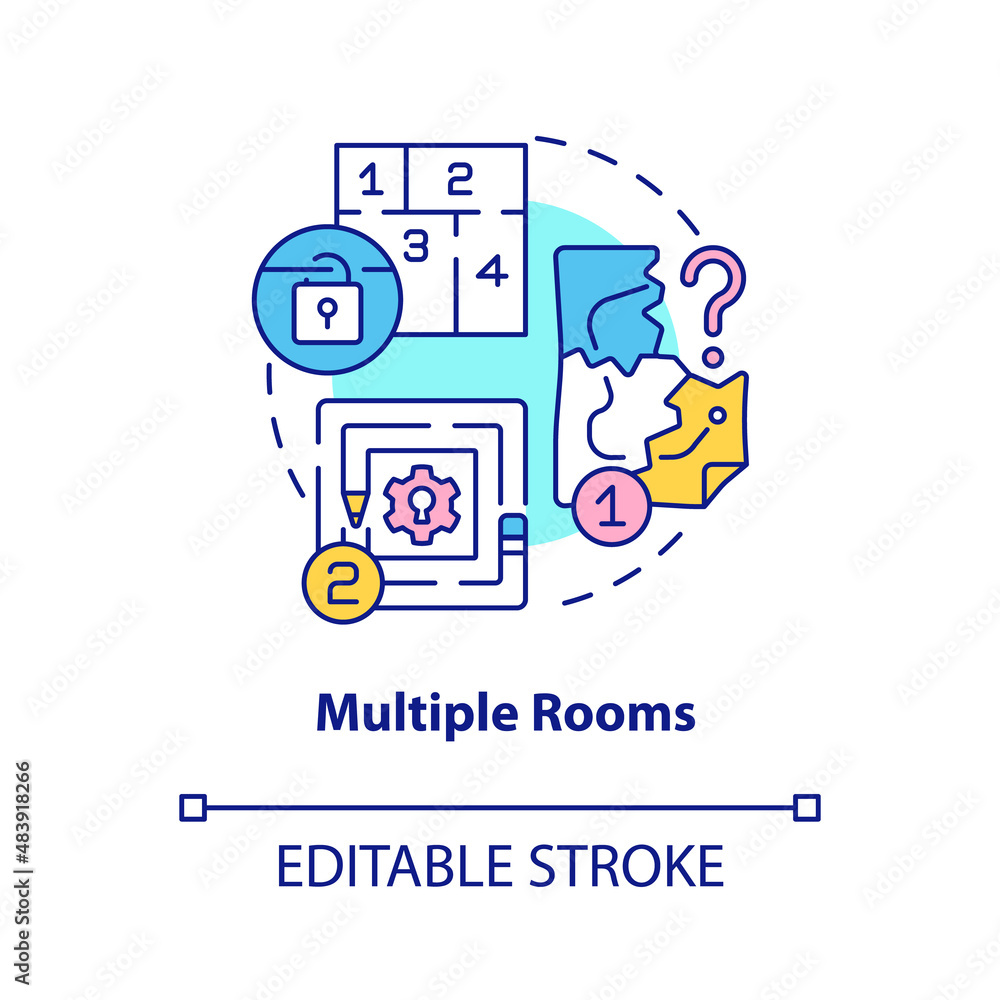 Multiple rooms concept icon. Escape room aspect abstract idea thin line ...