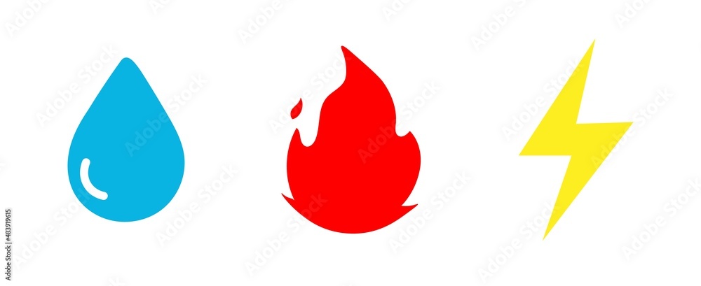 Gas Water Electricity icons. Clipart image isolated on white background ...