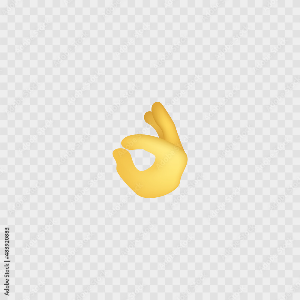 OK emoji. Okay symbol. Cartoon Hand. Isolated on white. Vector Stock ...