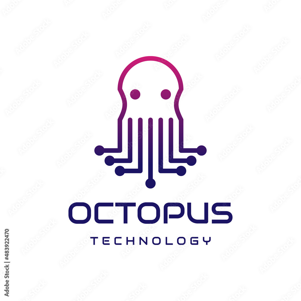 octopus technology logo design Stock Vector | Adobe Stock