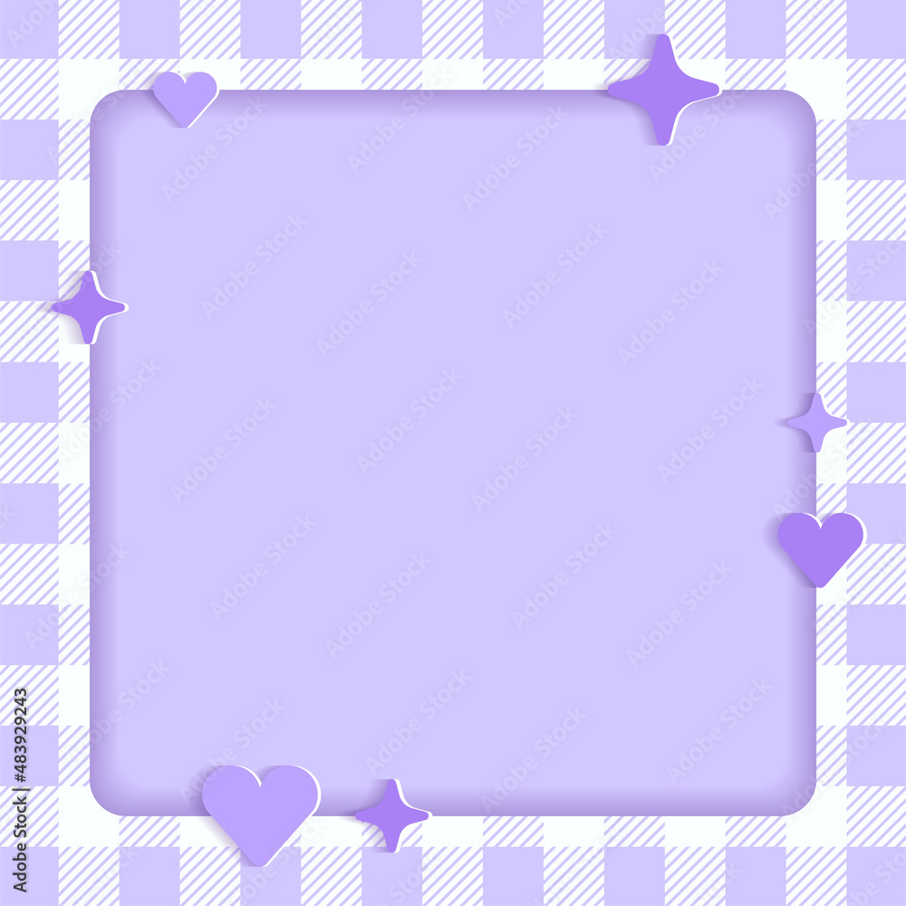 Square Heart Shape Frame Border Purple Violet Lilac Pastel Abstract 3D ...