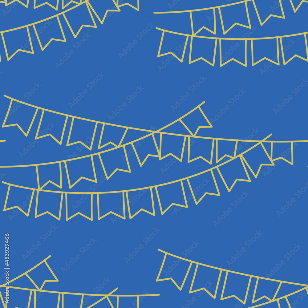 Seamless vector party flags pattern. Celebration banner background for ...