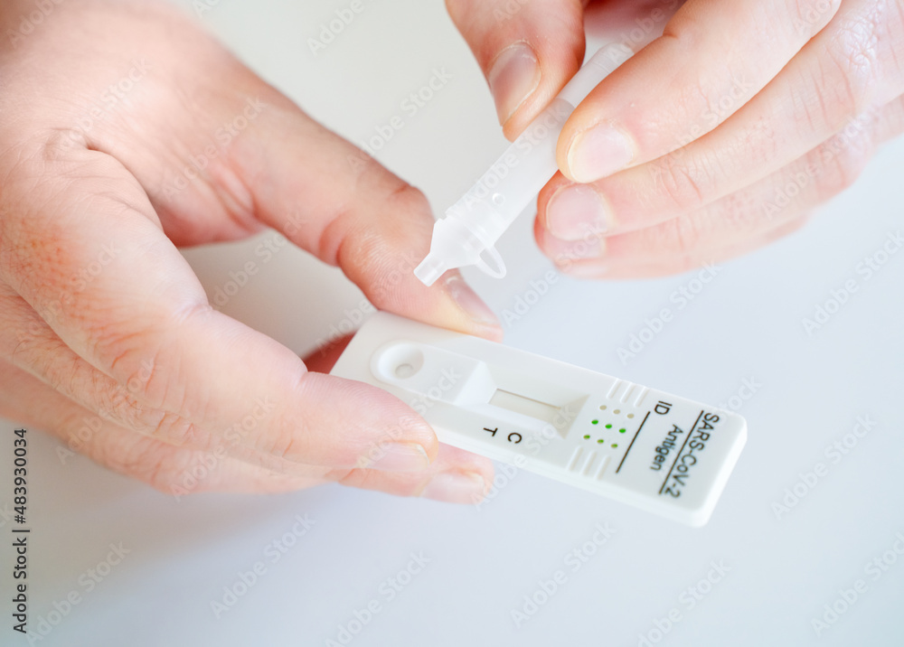 Rapid antigen test kit for self test COVID-19 close up Stock Photo ...
