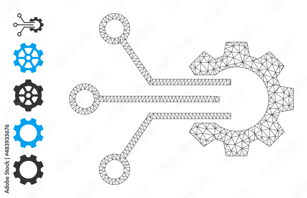 Vector gear sensor mesh icon model. Abstract 2d mesh gear sensor ...