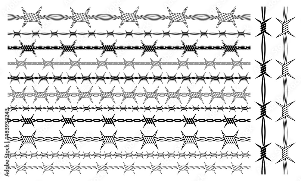 Barb Wire Vector Brush. Cool Acid Graphic Element. Stock Vector | Adobe ...