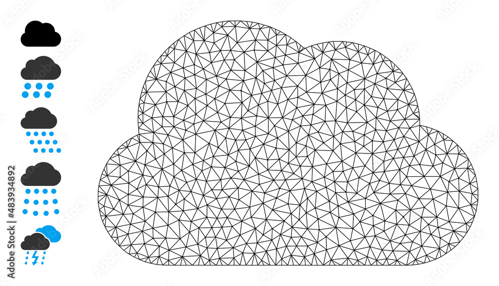 Vector cloud mesh icon model. Abstract flat mesh cloud, designed with ...