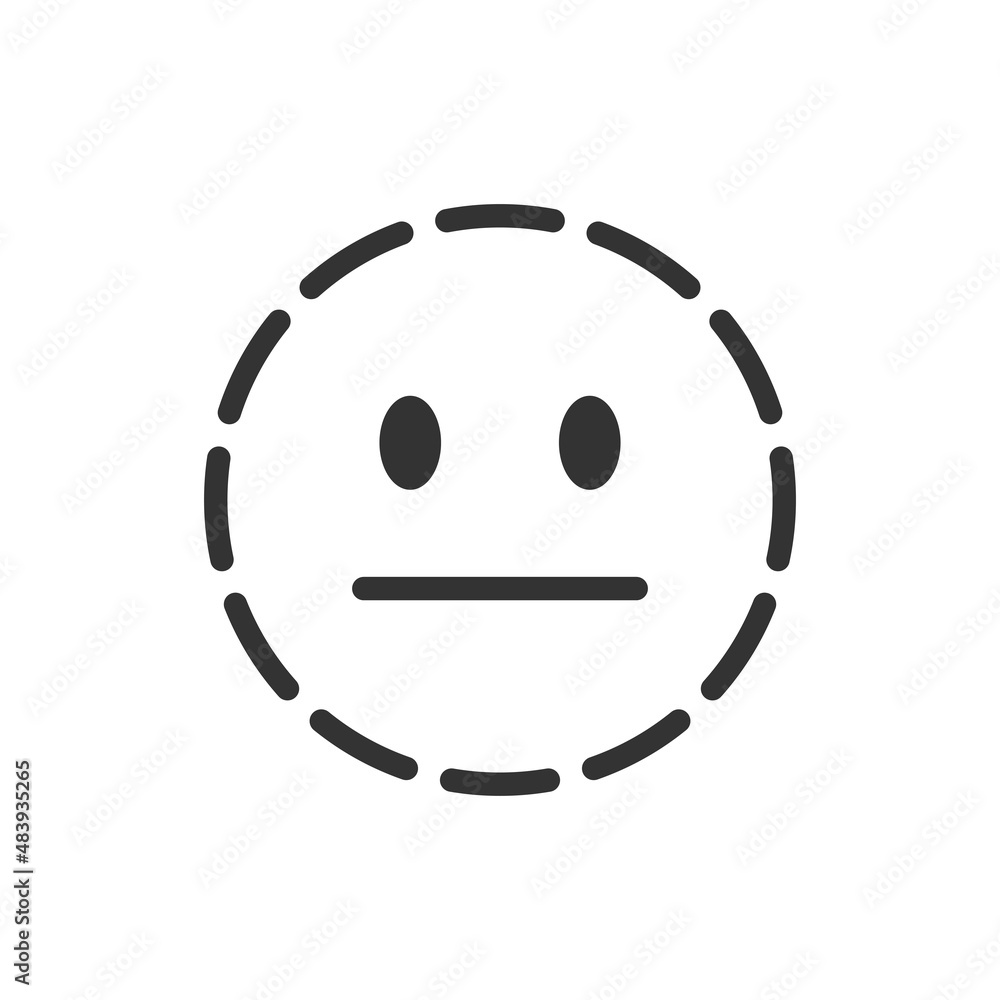 Dashed line face social media emoji isolated on white background. Doted ...