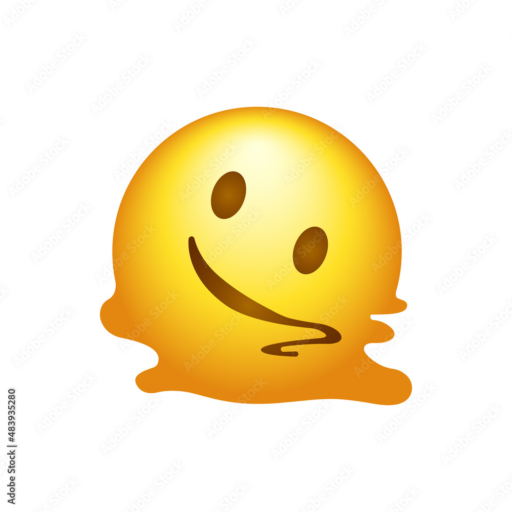 Melting face social media emoji isolated on white background. Emoticon ...