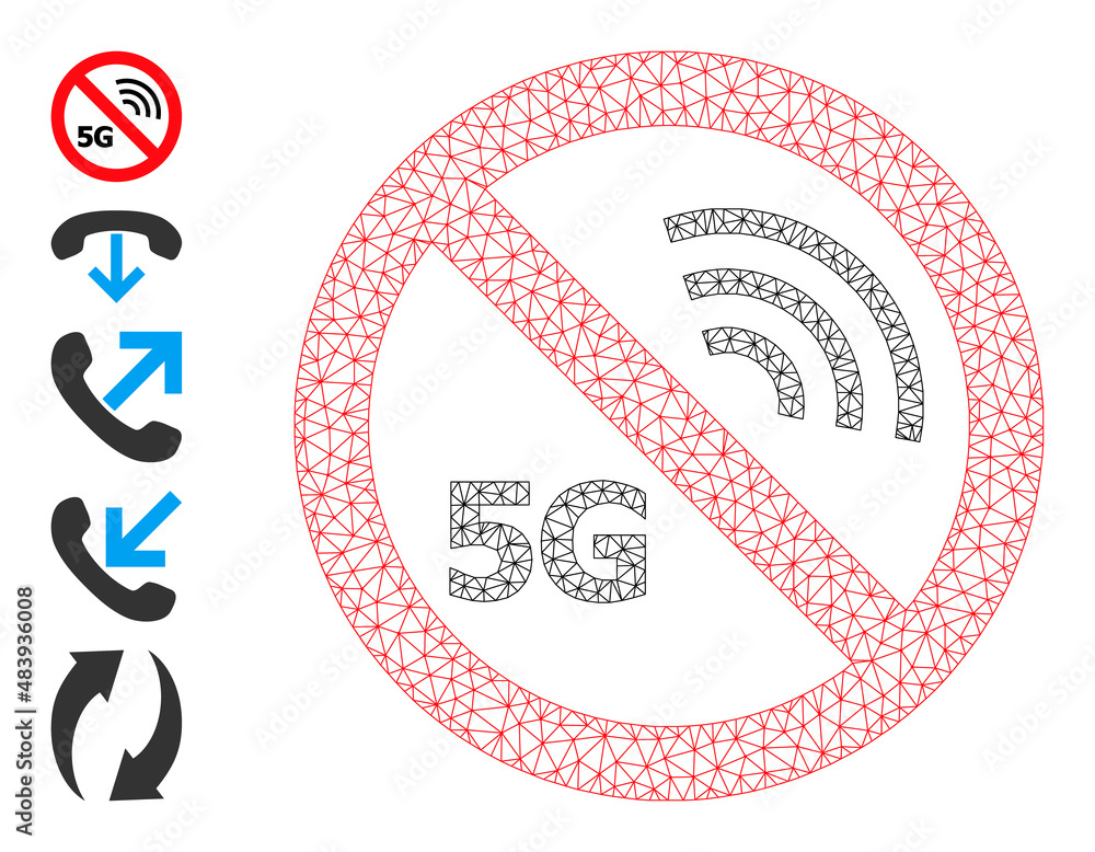 Vector stop 5G mesh icon structure. Abstract flat mesh stop 5G ... Vector stop 5G mesh icon structure. Abstract flat mesh stop 5G ...