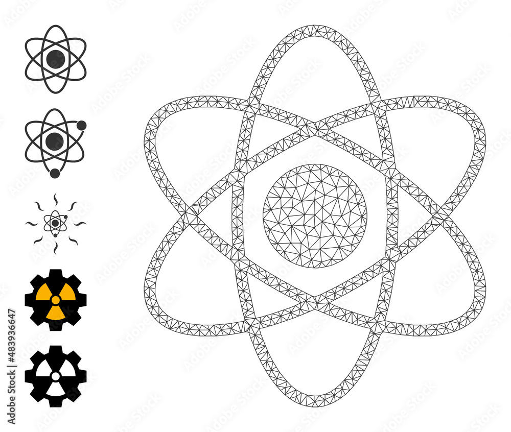 Vector atom mesh icon model. Abstract flat mesh atom, designed with ...