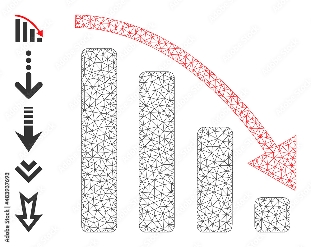 Vector negative trend mesh icon model. Abstract 2d mesh negative trend ...