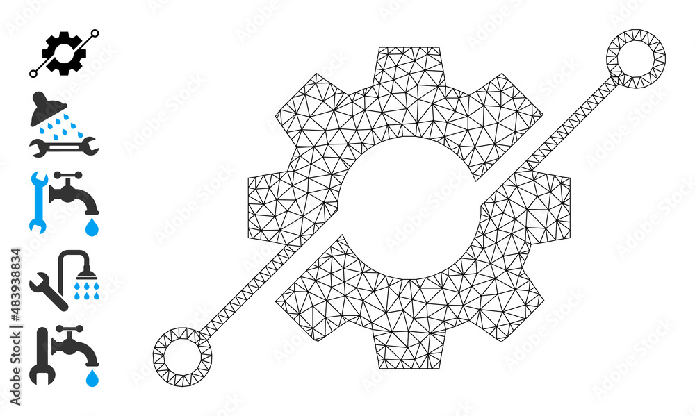 Vector smart gear mesh icon model. Abstract flat mesh smart gear ...
