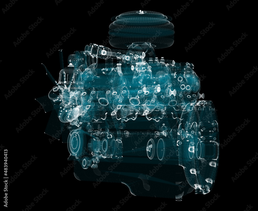 3D rendering, Holographic Particle engine Stock Illustration | Adobe Stock