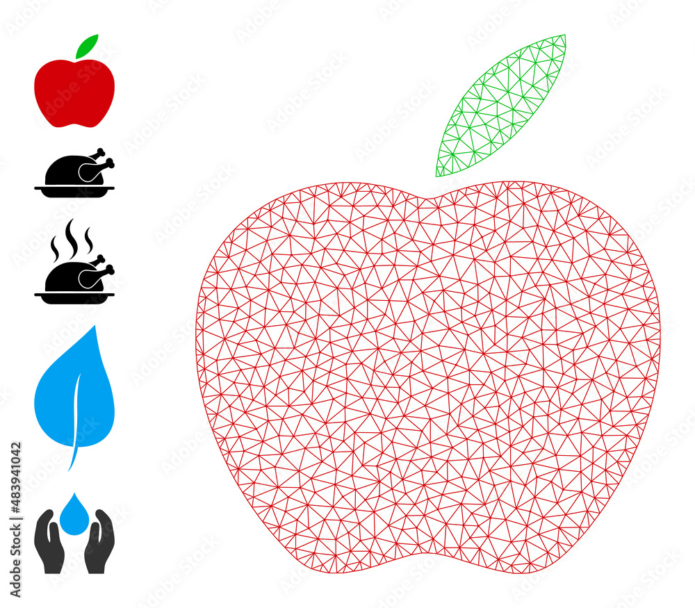 Vector apple mesh icon model. Abstract 2d mesh apple, designed with ...