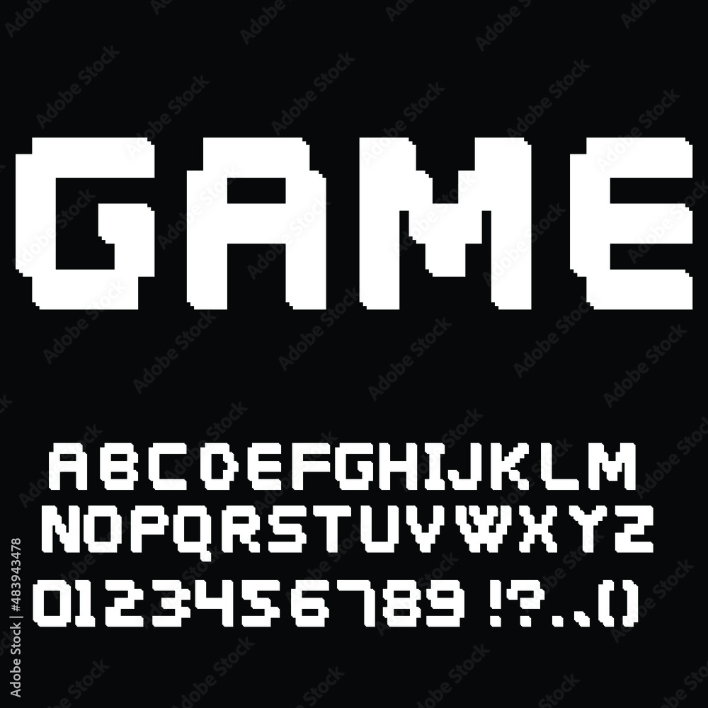 Pixel retro fonts .Video game letters and numbers . Vector alphabet ...