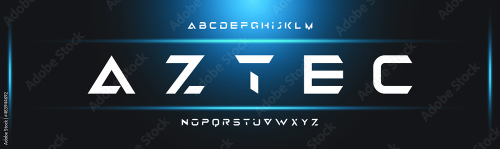 Modern Minimal AZTEC font. Classic, Abstract, tech, gaming and luxury ...