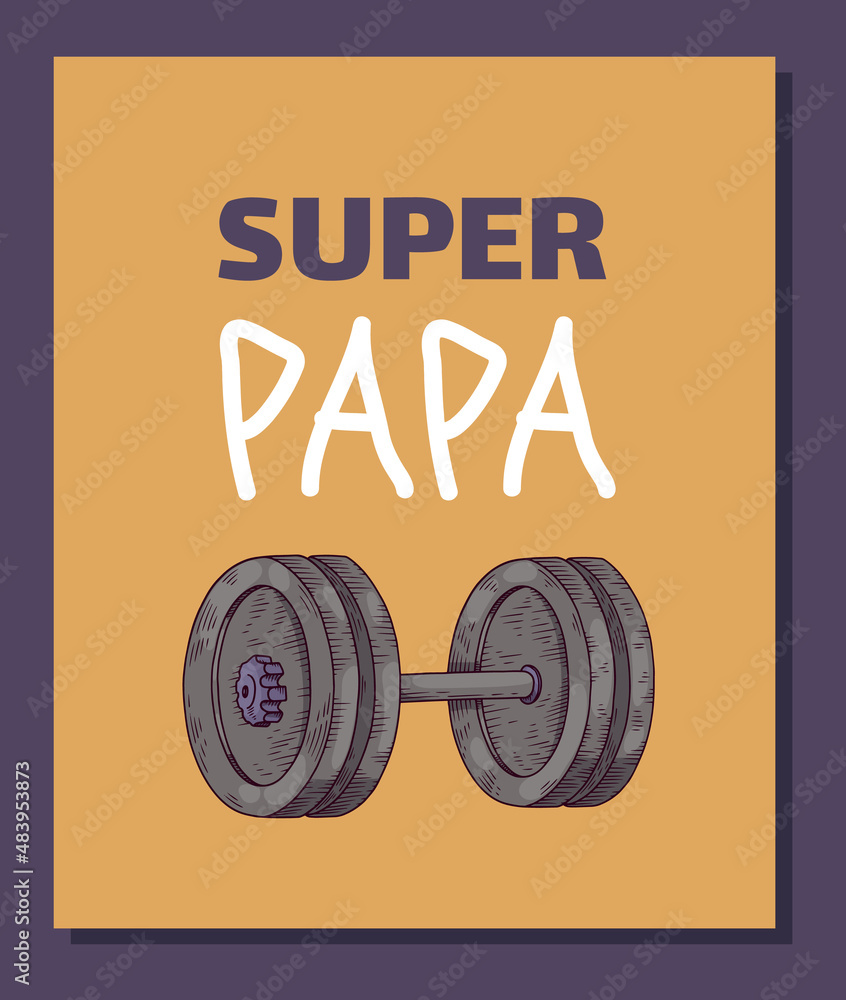 Super papa card or poster for Fathers day, hand drawn vector ...