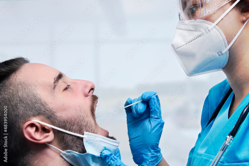 Healthcare makes PCR test on a suspected coronavirus patient, COVID-19 ...