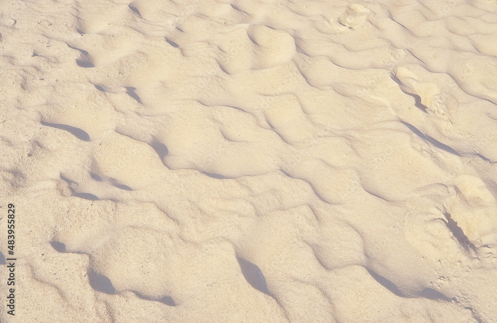 Sand texture on the beach in summer close up. Full screen as background ...