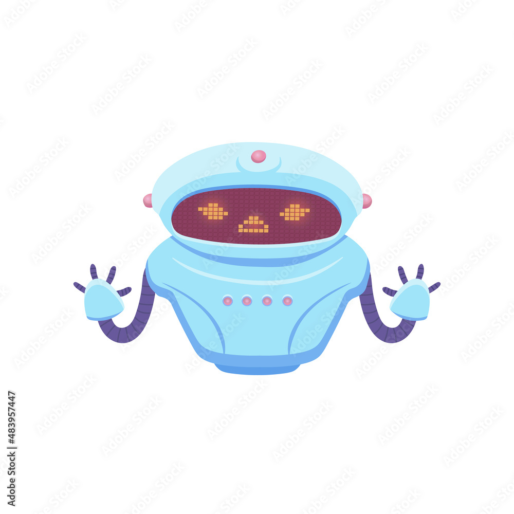 Angry and sad chatbot cartoon character, flat vector illustration ...