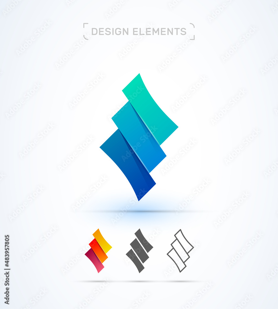 Vector abstract three elements logo design collection. Fresh, clean ...