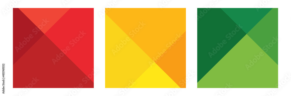 Geometric shapes, color block square backgrounds set. Red, yellow and ...