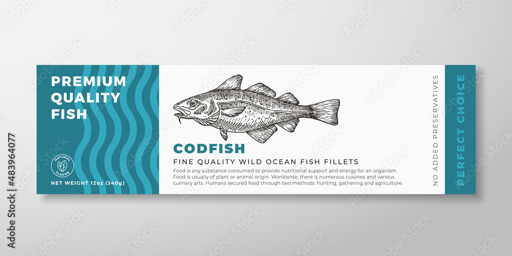 Premium Quality Codfish Vector Packaging Label Design. Modern ...
