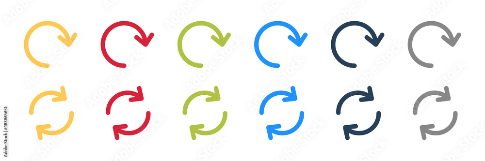 Circle arrow. Round arrow icon set. Reset vector arrows. Repeat sign ...