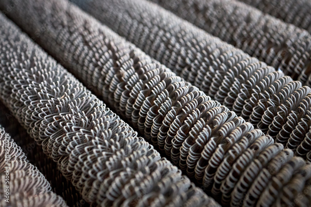 Condensing unit aluminium close up wire finned obsolete tubes grill ...