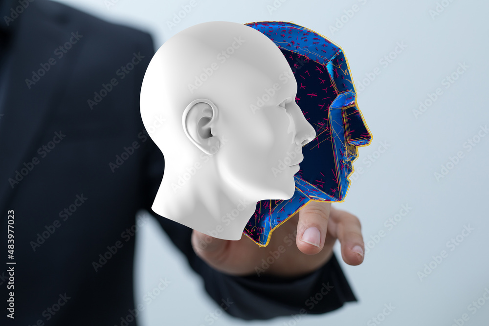 Human head and brain with Artificial intelligence concept Stock Photo ...