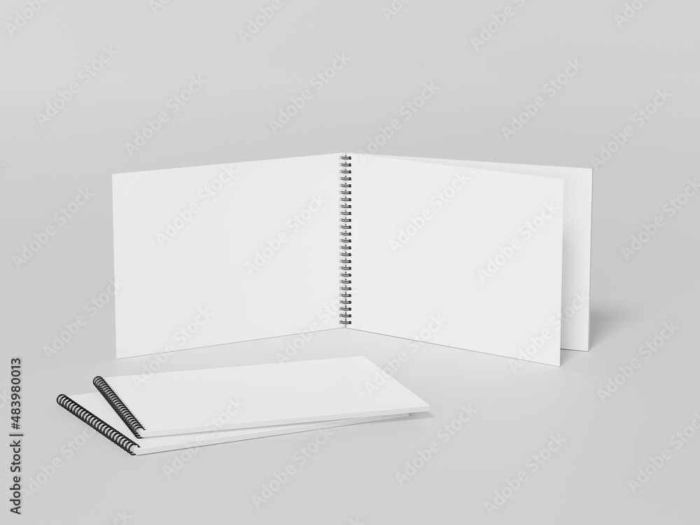 Blank spring note mockup, A realistic set of white notepad sheets Stock ...