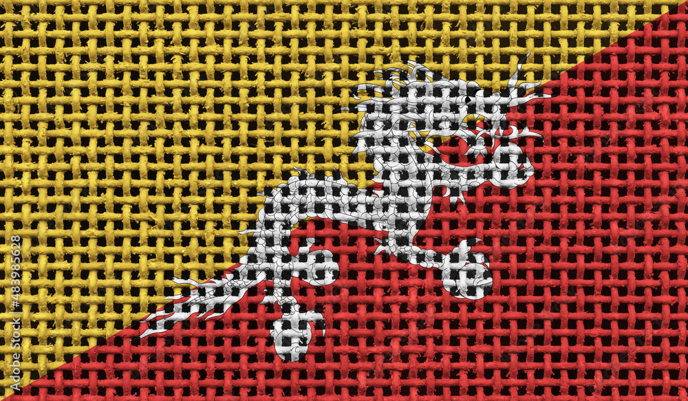 Butane flag on the surface of a metal lattice. 3D image Stock ...