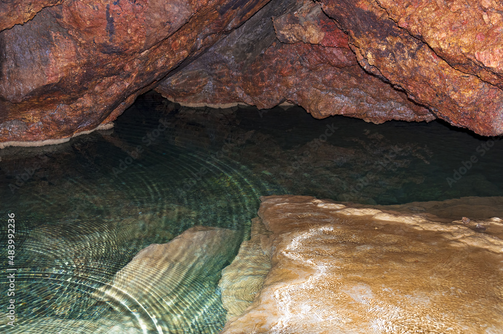 Stalactite, stalagmite walls of the cave. Template for design. Stock ...