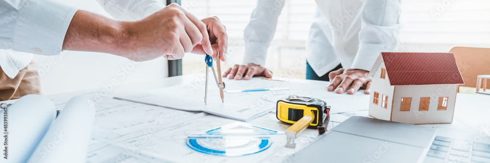 Team Engineer drawing graphic planning and meeting for architectural ...