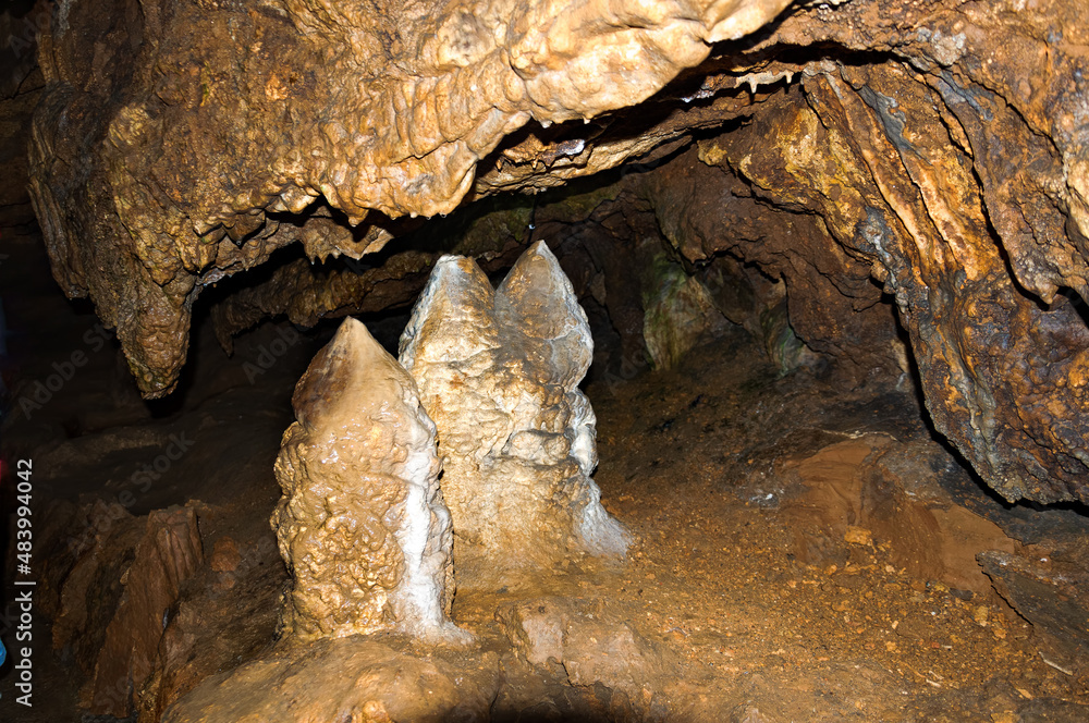 Stalactite, stalagmite walls of the cave. Template for design. Stock ...