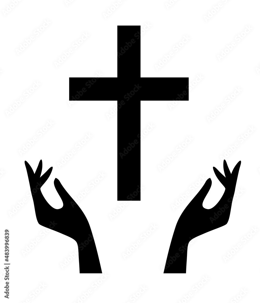 Vector praying hands cross Stock Vector | Adobe Stock